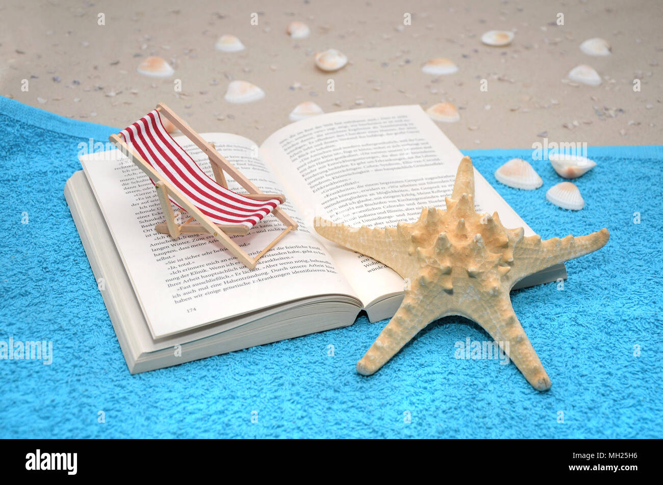 Reading a book on the beach scenery Stock Photo - Alamy