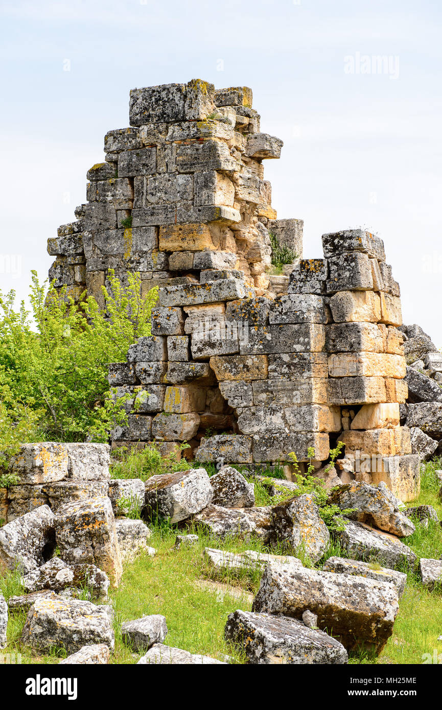 Ancient ruins in Hierapolis, Pamukkale, Turkey. UNESCO World Heritage ...