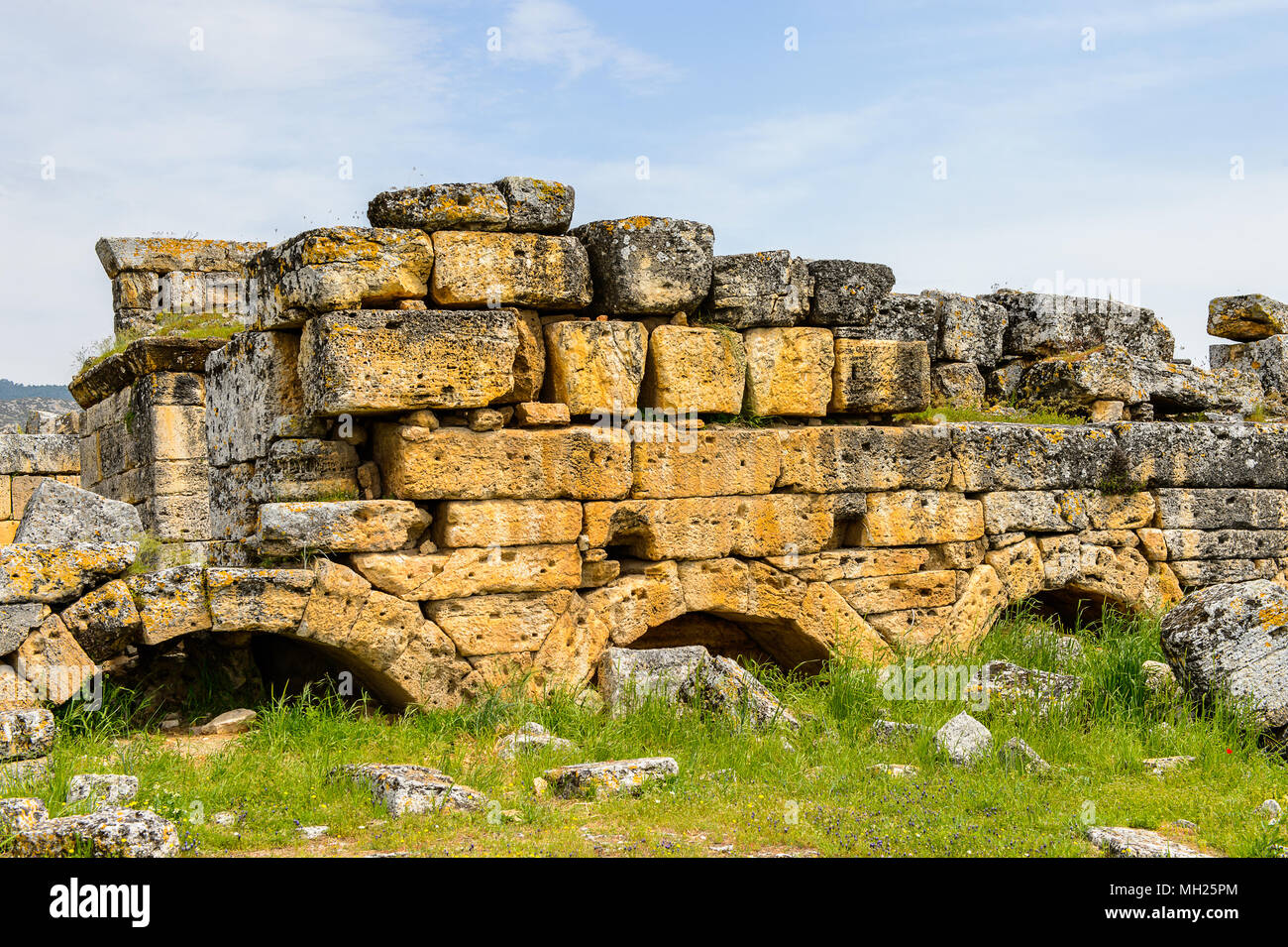 Ancient ruins in Hierapolis, Pamukkale, Turkey. UNESCO World Heritage ...