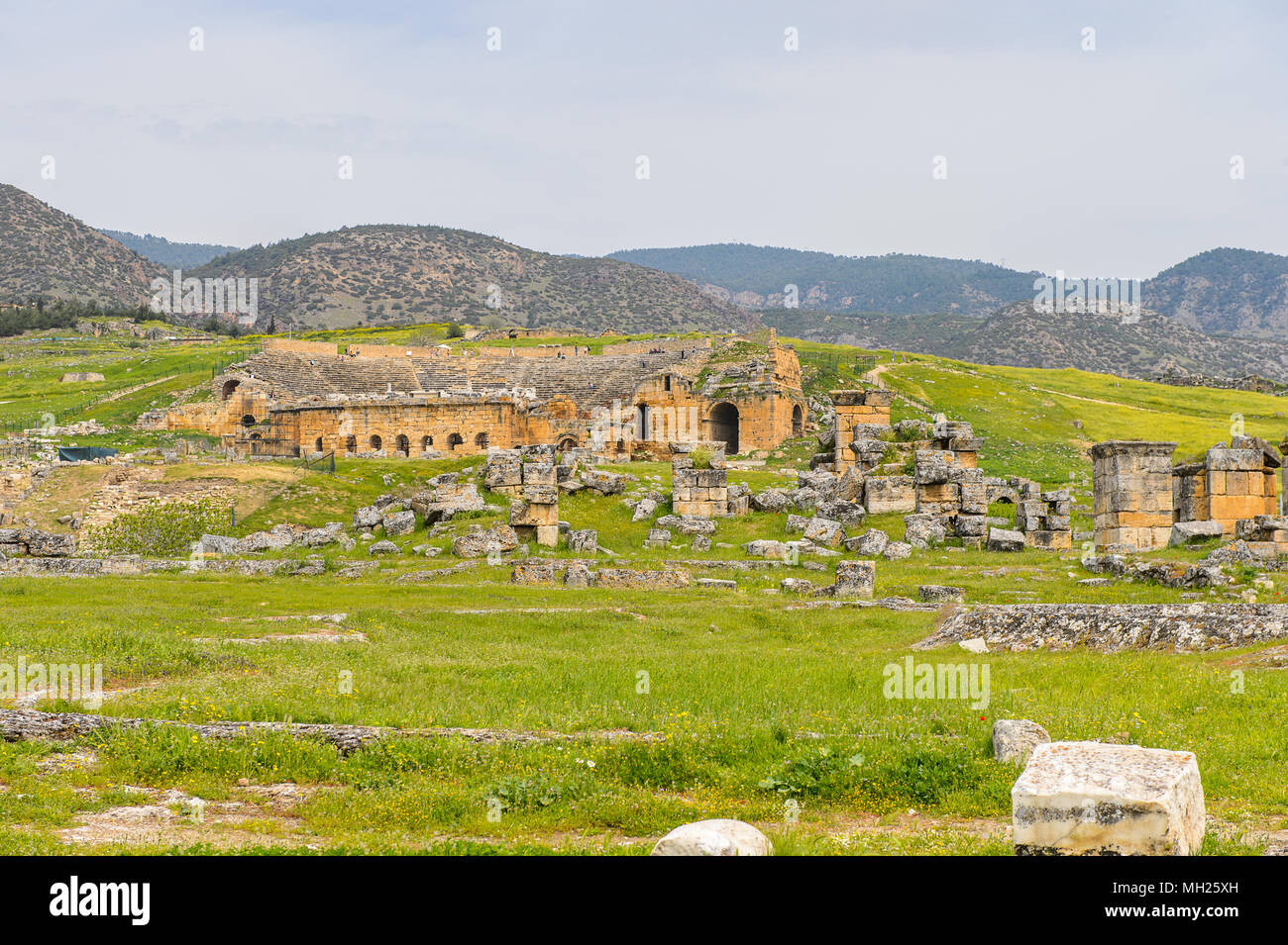 Ancient ruins in Hierapolis, Pamukkale, Turkey. UNESCO World Heritage ...