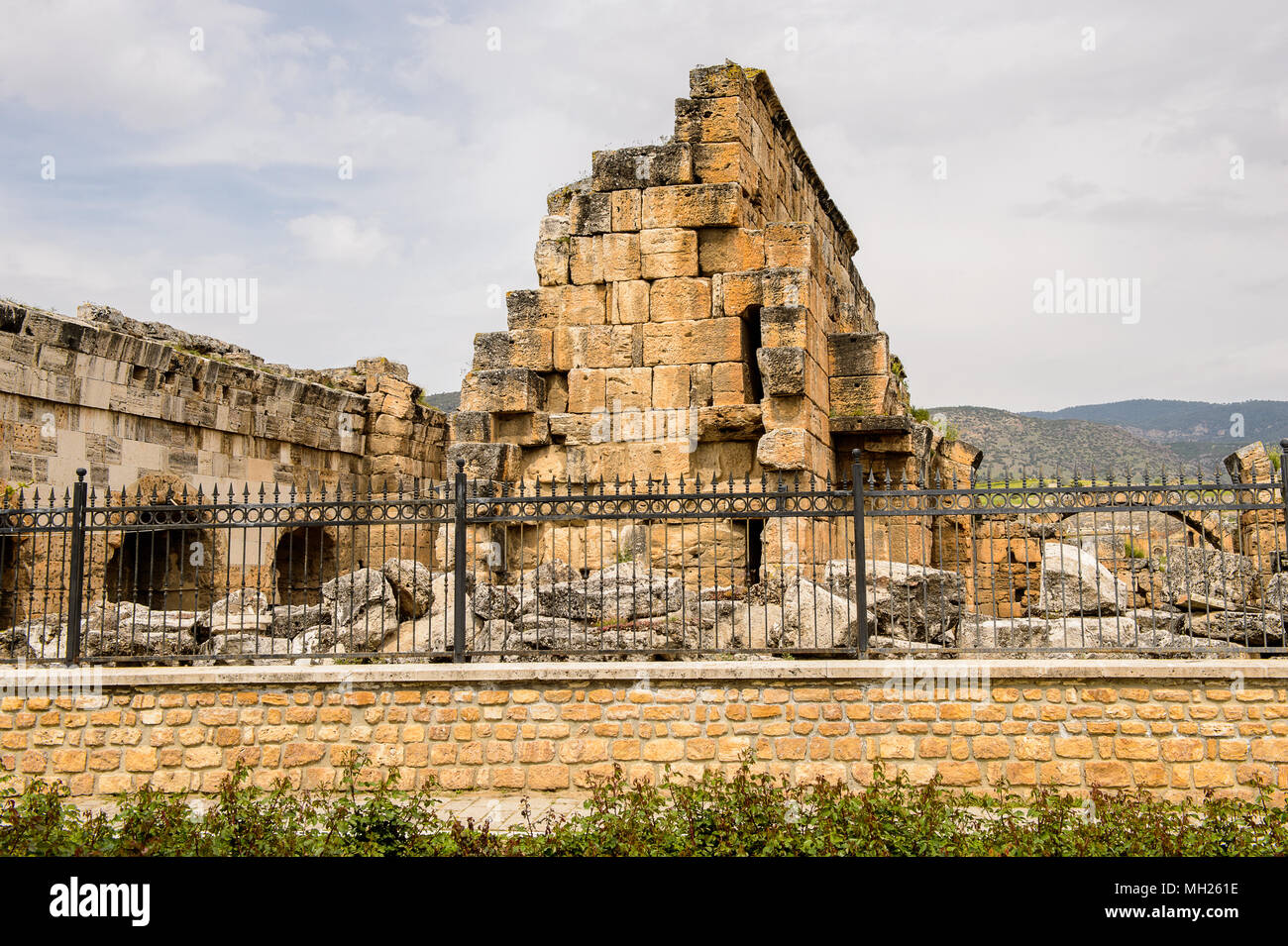Ancient ruins in Hierapolis, Pamukkale, Turkey. UNESCO World Heritage ...