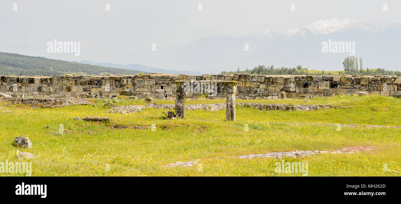 Ancient ruins in Hierapolis, Pamukkale, Turkey. UNESCO World Heritage ...