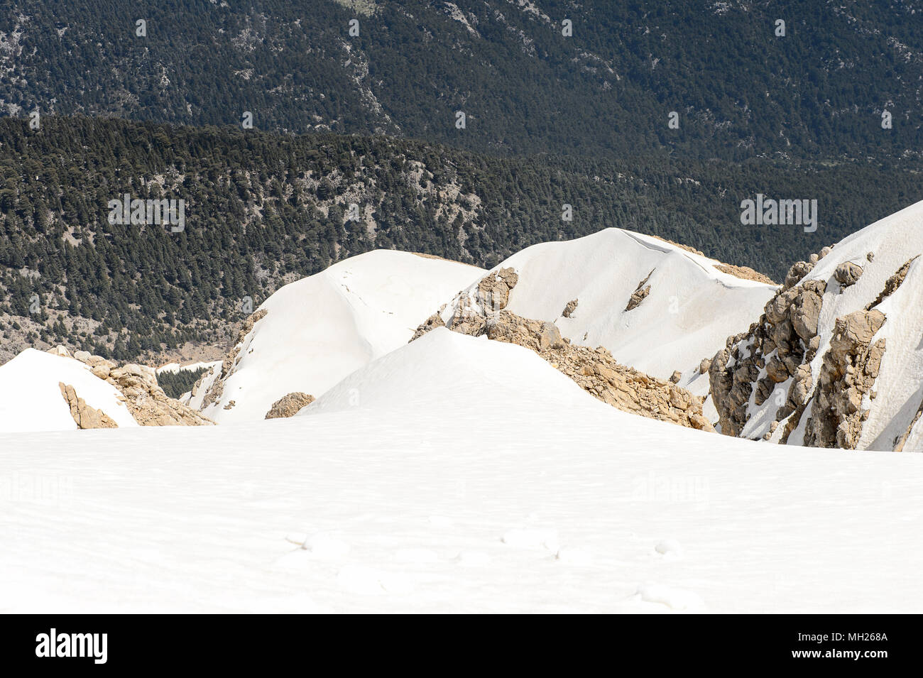 Snow on the top of the Tahtali mountain in Turkey Stock Photo - Alamy