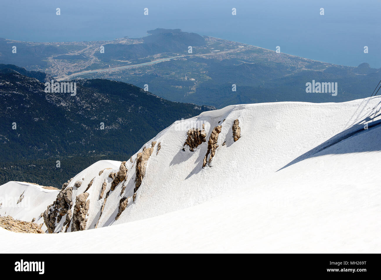 Snow on the top of the Tahtali mountain in Turkey Stock Photo - Alamy