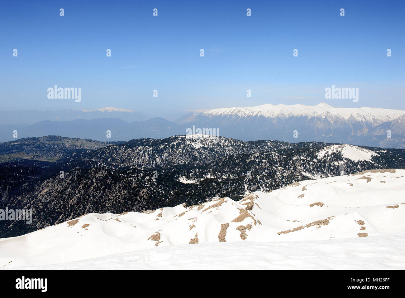 Snow on the top of the Tahtali mountain in Turkey Stock Photo - Alamy