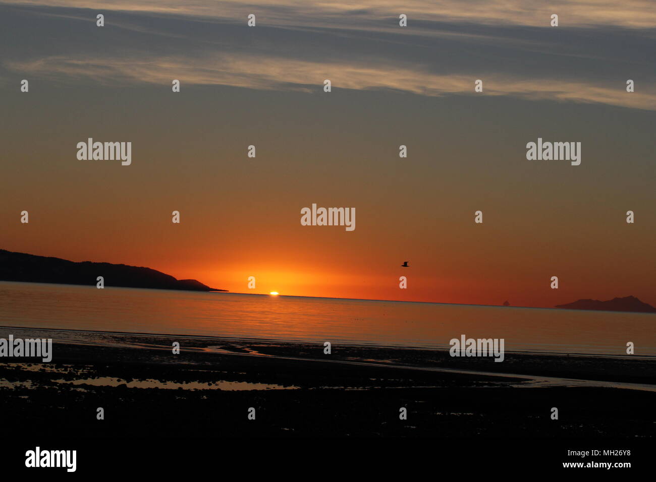 Iliamna Volcano Sunset, Cook Inlet, Alaska Stock Photo - Alamy