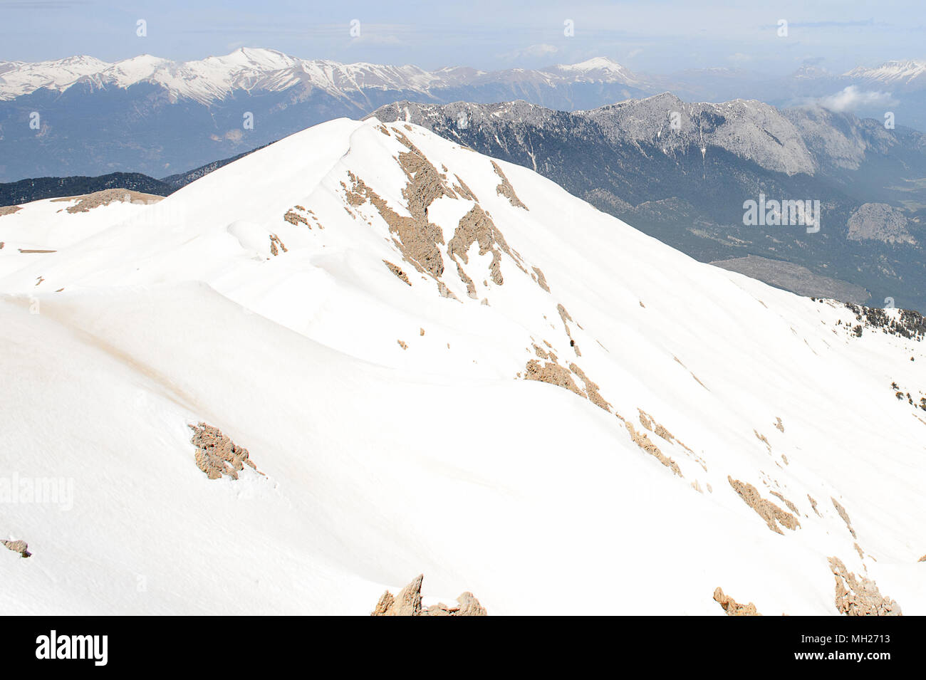 Snow on the top of the mountain Stock Photo - Alamy