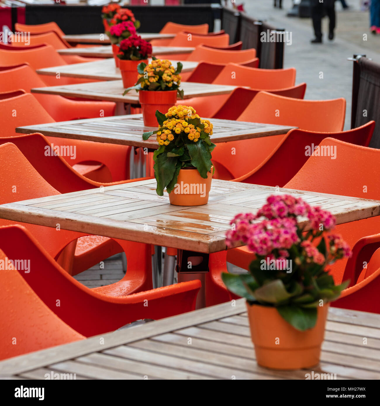 Cafe with chairs on tables hi-res stock photography and images - Alamy