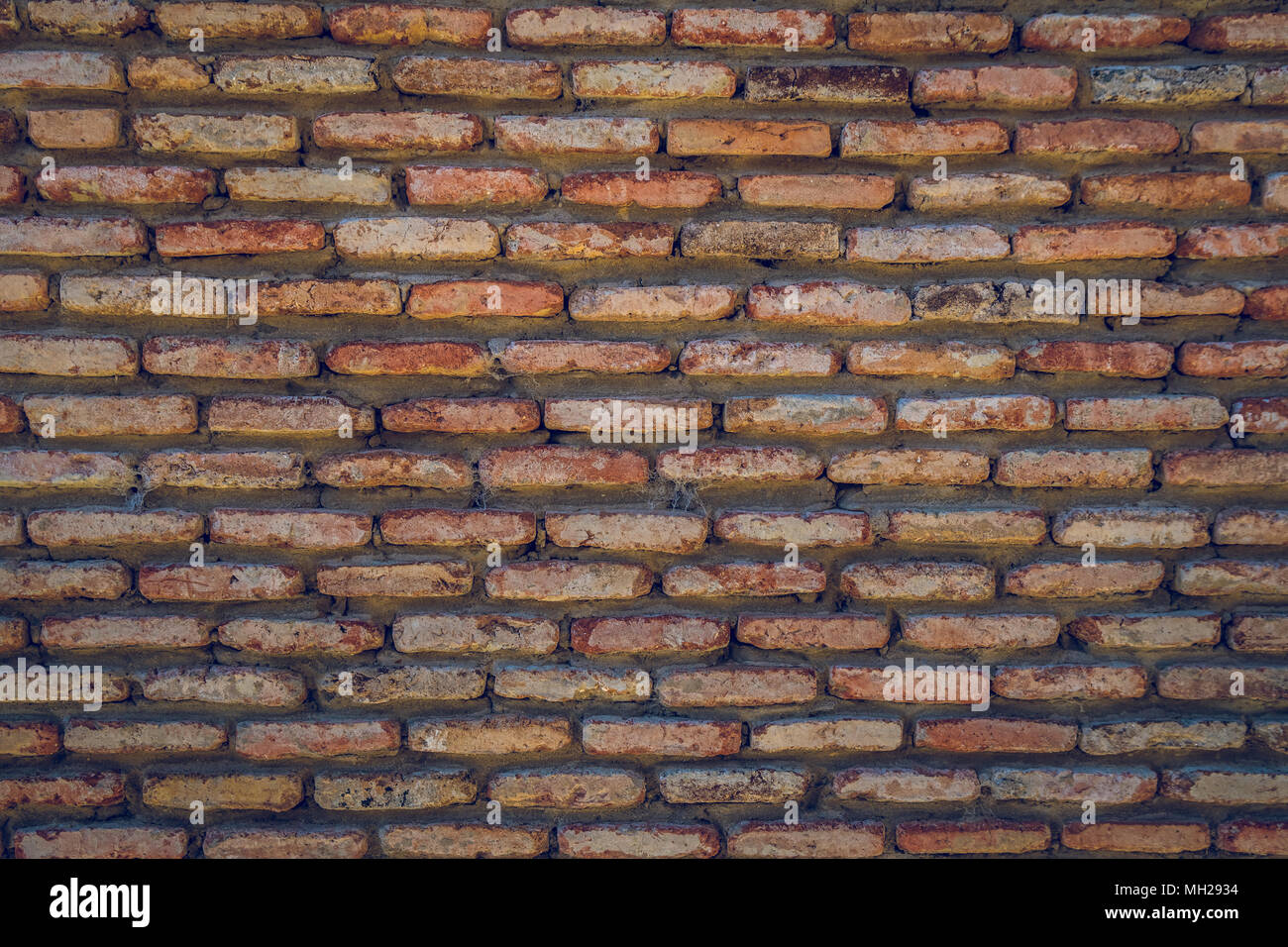 Red old worn brick wall texture background. Vintage effect Stock Photo - Alamy