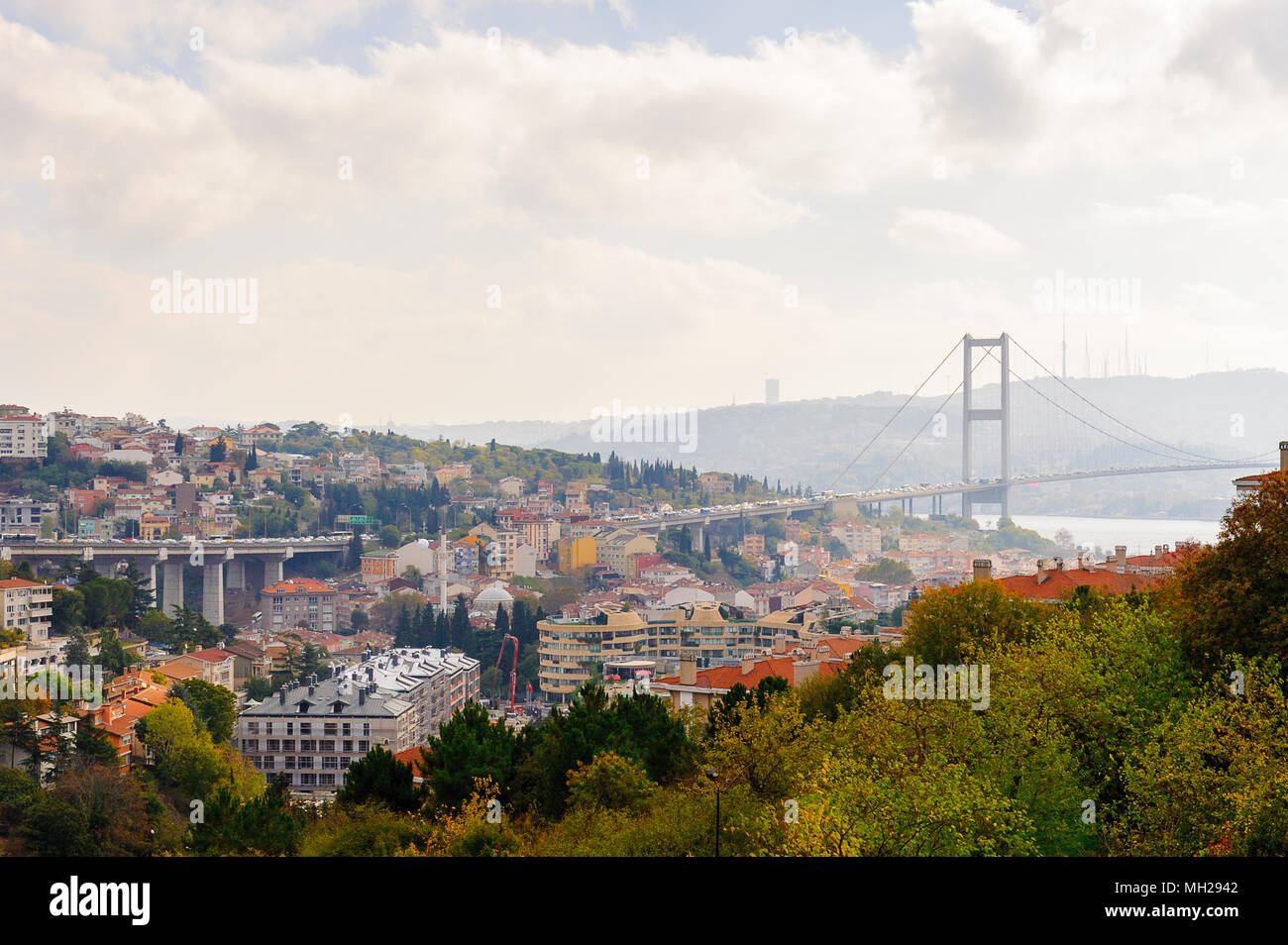 Bosphorus Bridge, a bridge spanning the Bosphorus strait connecting ...