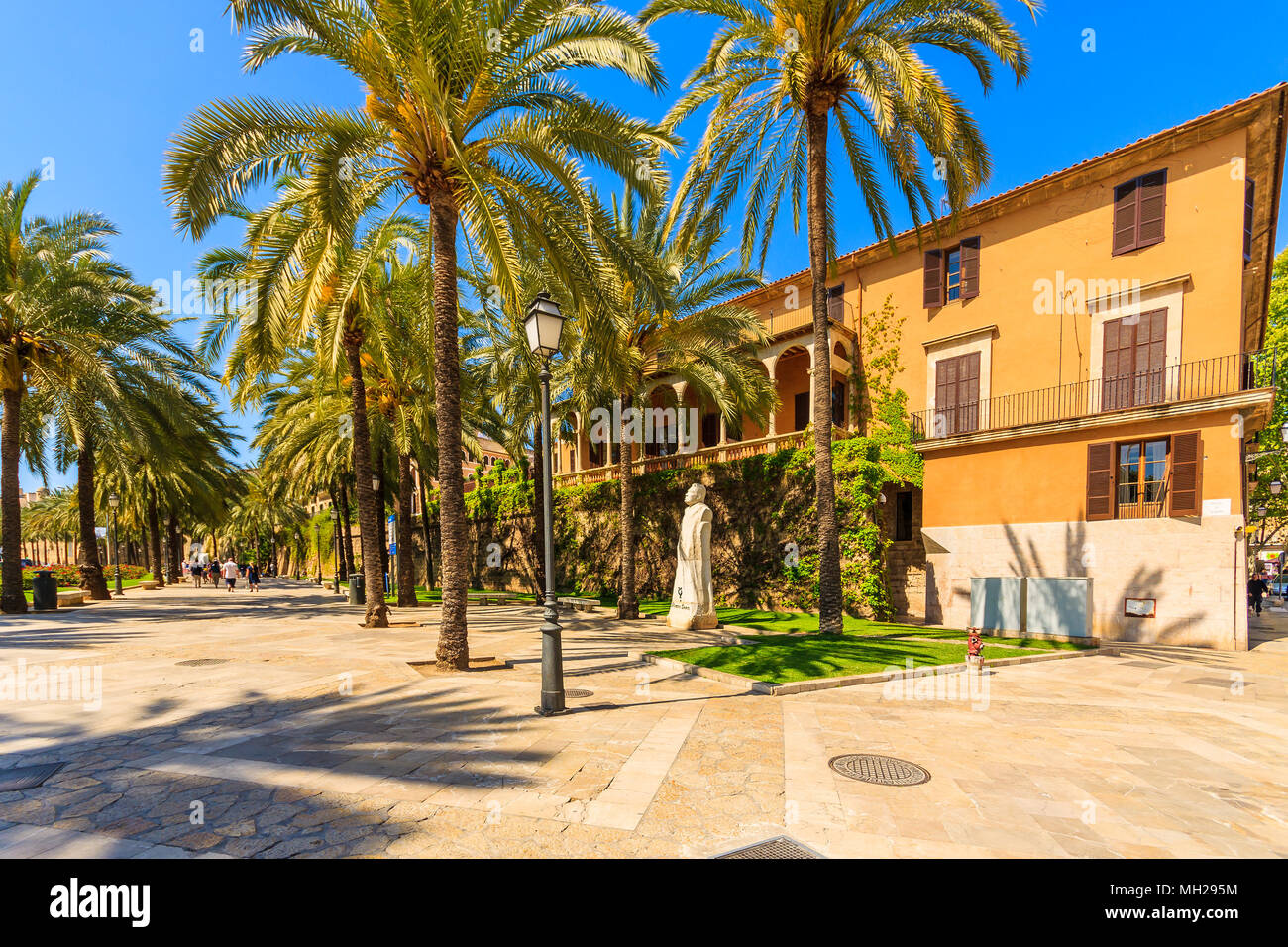 MAJORCA ISLAND, SPAIN - APR 13, 2013: Colorful historic buildings in ...