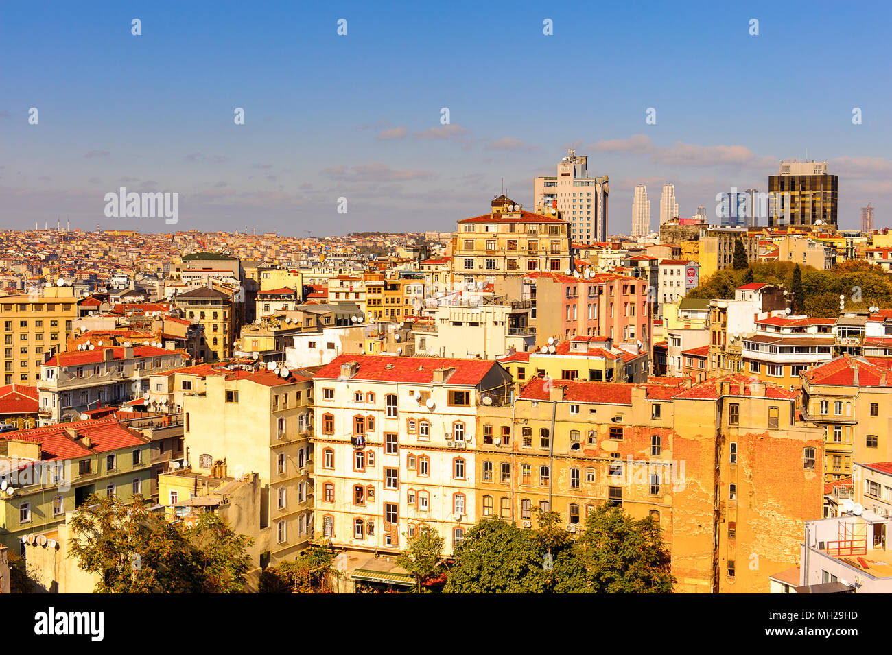 Aerial view of the buildings in Istanbul, Turkey. View from the Galata ...