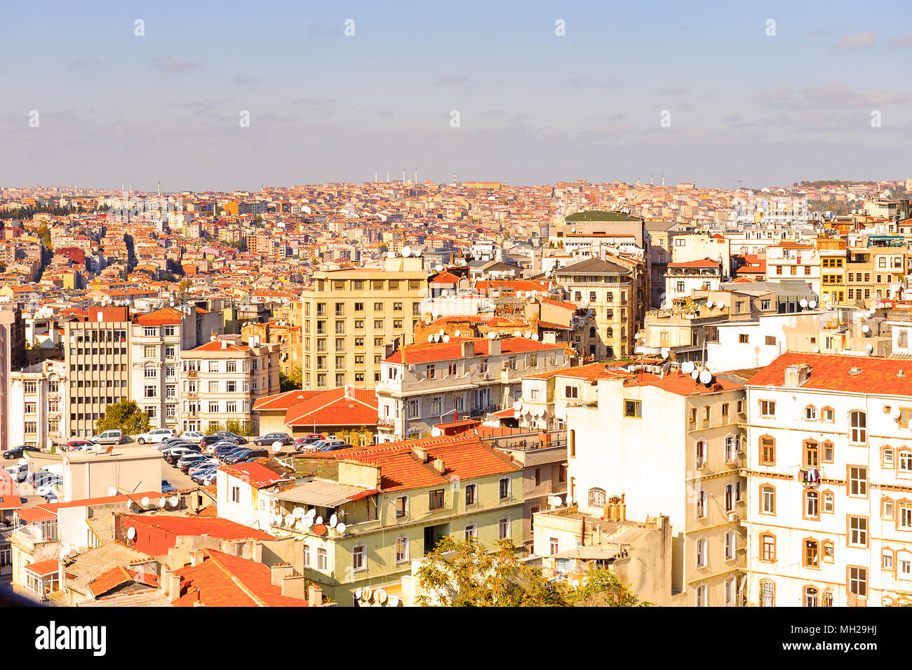 Aerial view of the buildings in Istanbul, Turkey. View from the Galata ...