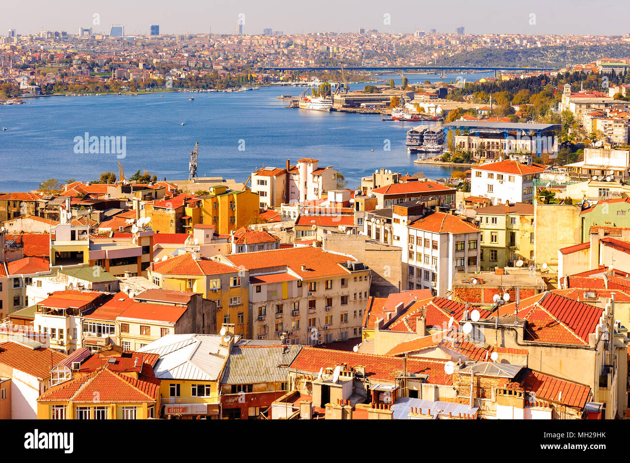Aerial view of the buildings in Istanbul, Turkey. View from the Galata ...