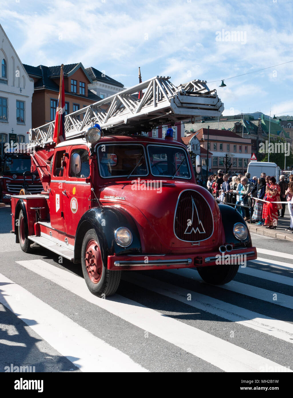 Vintage fire engine in a parade for Norwegian Constitution day, 17th ...