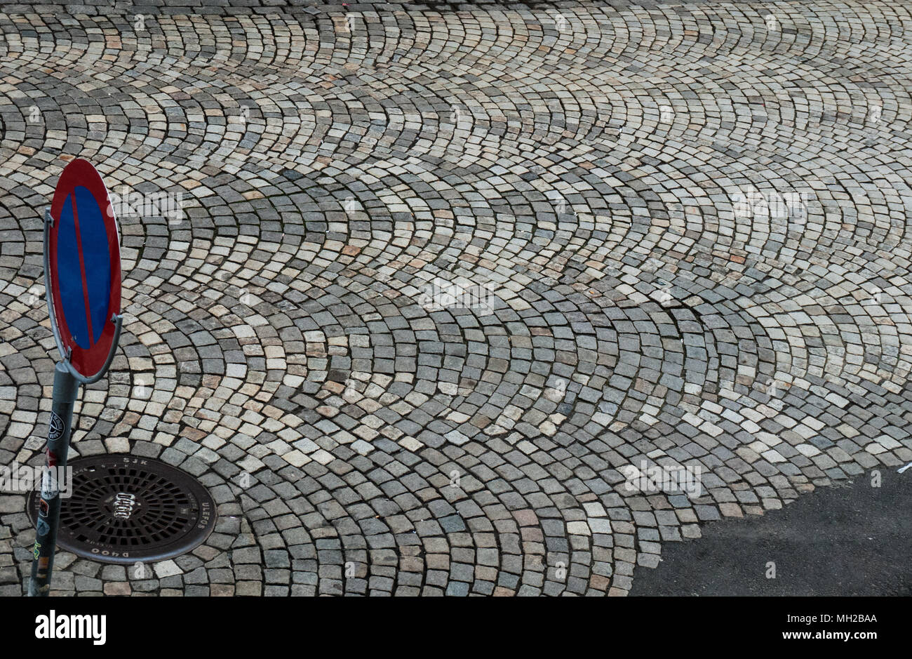 Paved area with road sign, Bergen, Norway Stock Photo - Alamy