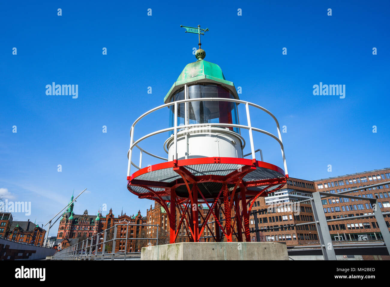 Old beacon or small lighthouse in Hamburg Hafencity Stock Photo - Alamy