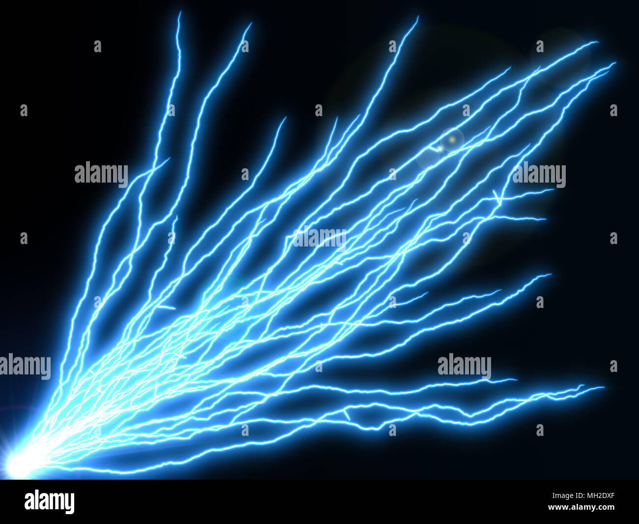 long blue electric arcs from corner. 3d illustration Stock Photo - Alamy
