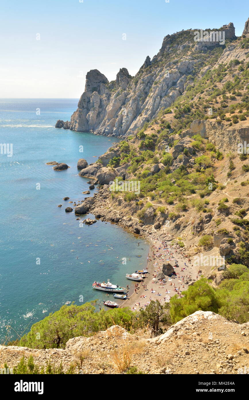 Beach view from Cape Kapchik. New World. Crimea. Sudak Stock Photo - Alamy