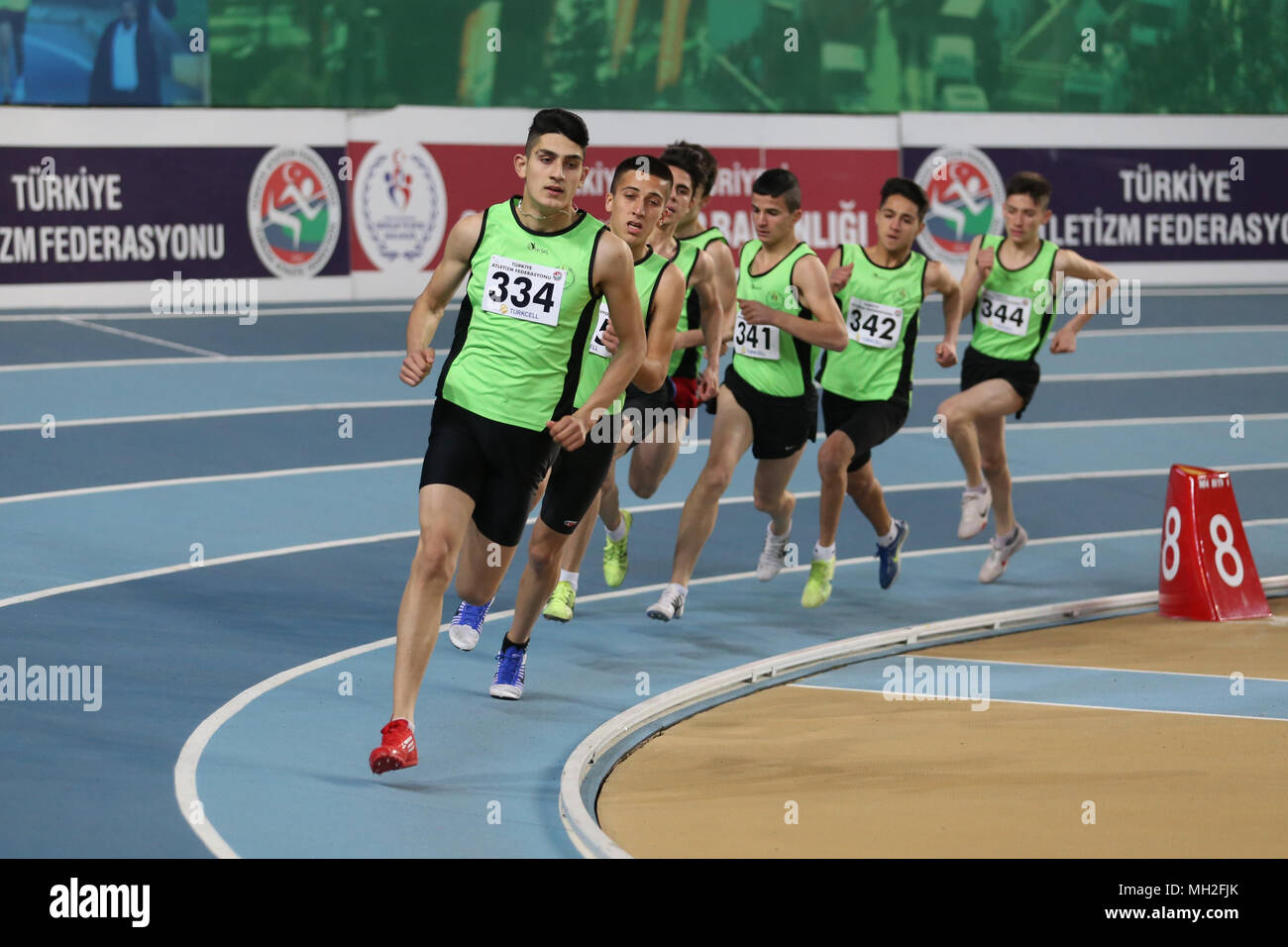 ISTANBUL, TURKEY - JANUARY 14, 2018: Athletes running during Turkish ...