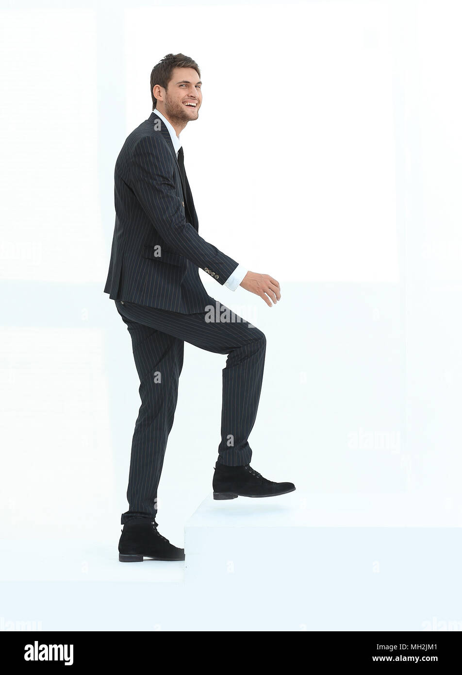 full growth.businessman taking a step forward.isolated on white Stock ...