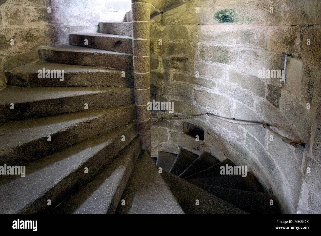 Old stone spiral staircase going up the inside of a castle tower Stock ...