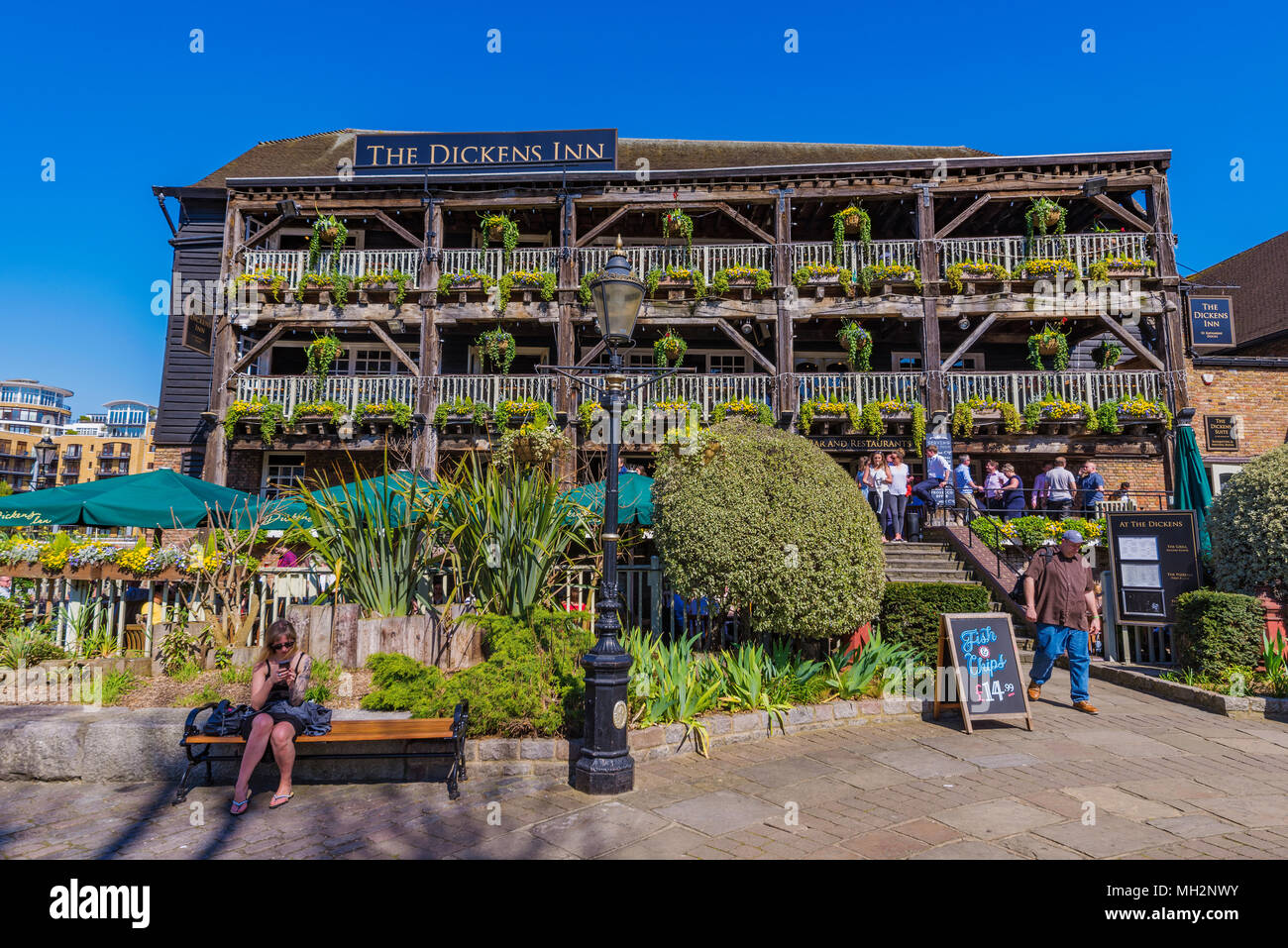LONDON, UNITED KINGDOM - APRIL 19: The is a view of the Dickens Inn, a ...