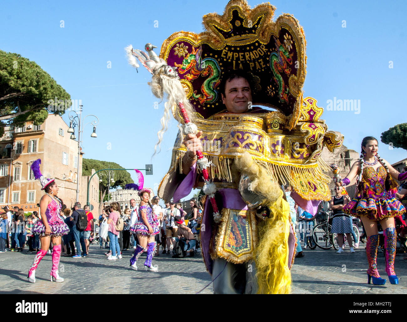 Rome, Italy. 29th Apr, 2018. Latin American Carnival in Rome, with ...