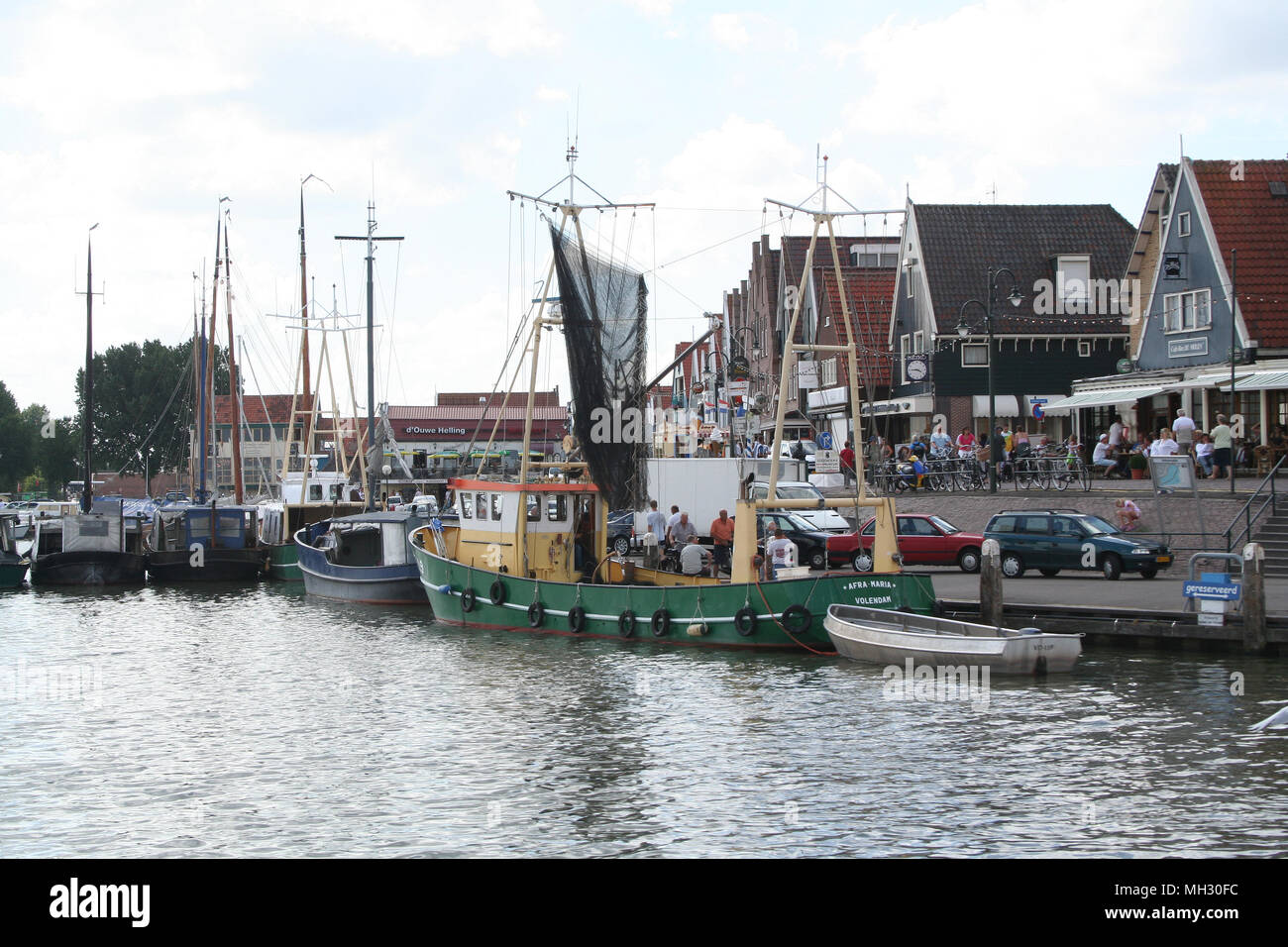 Netherlands,North Holland,Volendam, june 2017: Fishing boats mooring in ...