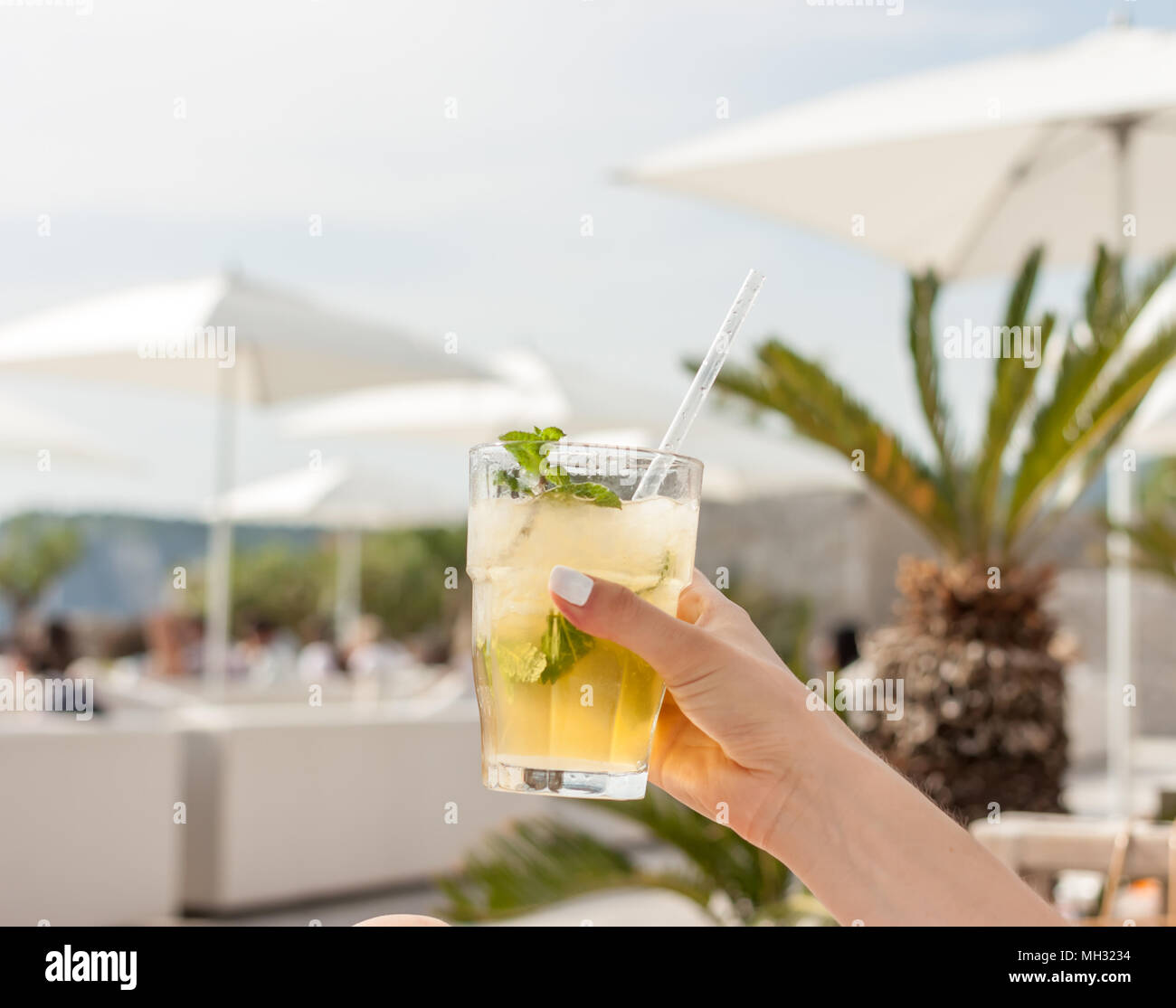 coctail glass in beach club Stock Photo - Alamy