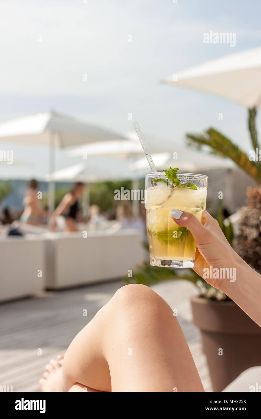 coctail glass in beach club Stock Photo - Alamy