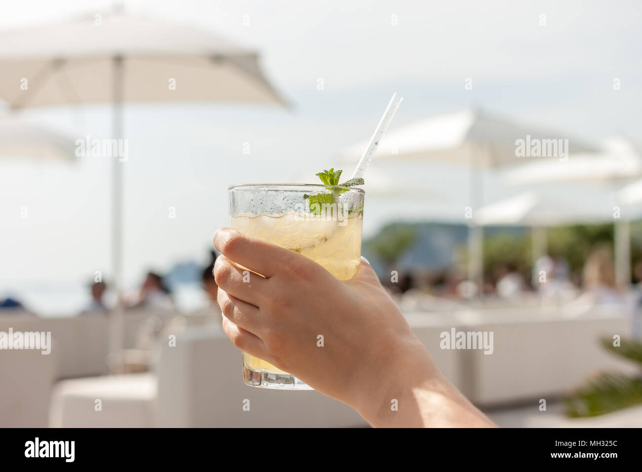 coctail glass in beach club Stock Photo - Alamy
