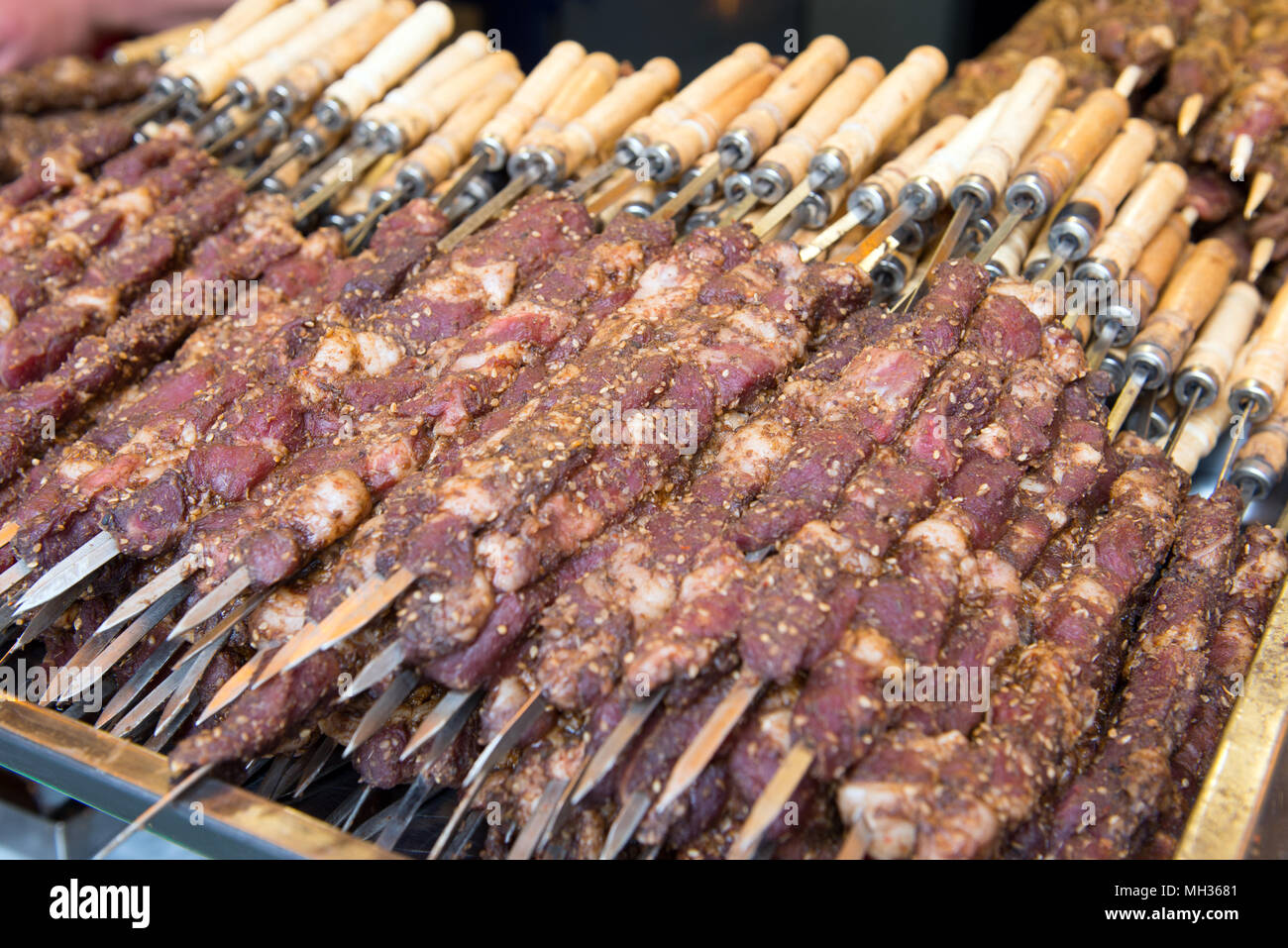 Grilled meat on sticks at Wangfujing street Stock Photo - Alamy