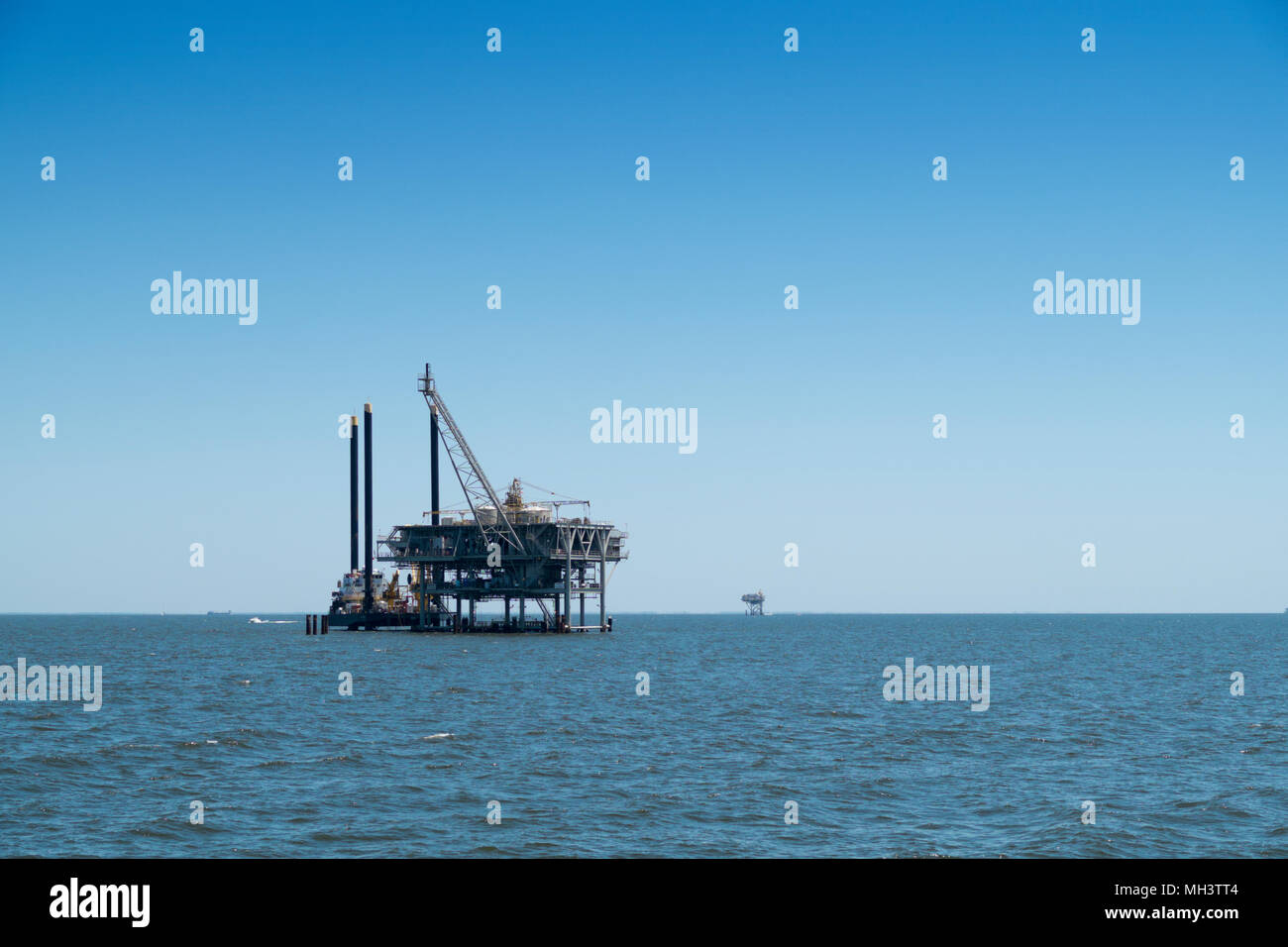 ExxonMobil natural gas platforms on Mobile Bay, Alabama as seen from ...