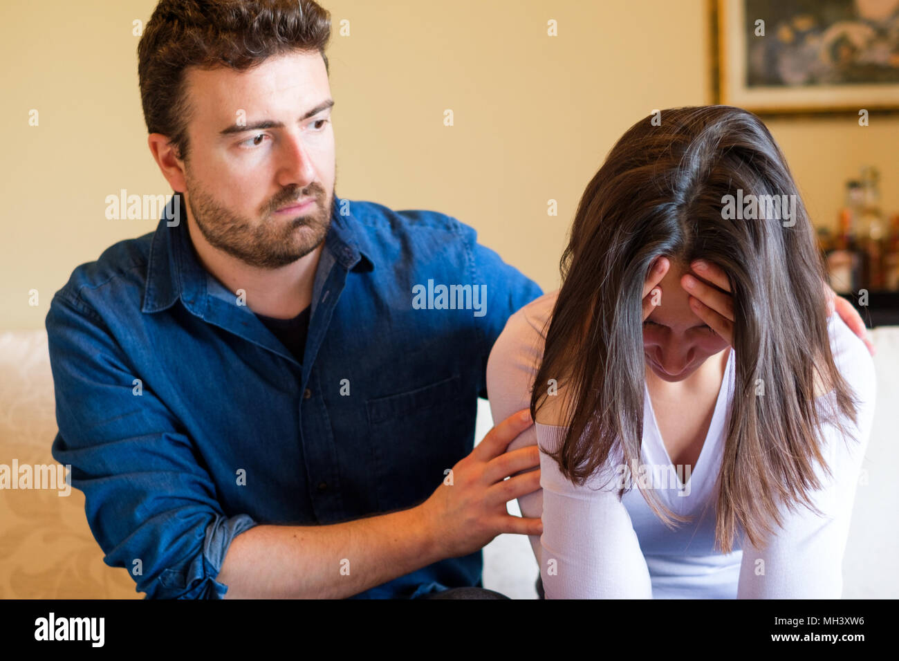 Young Woman And Boyfriend Crying High Resolution Stock Photography and ...