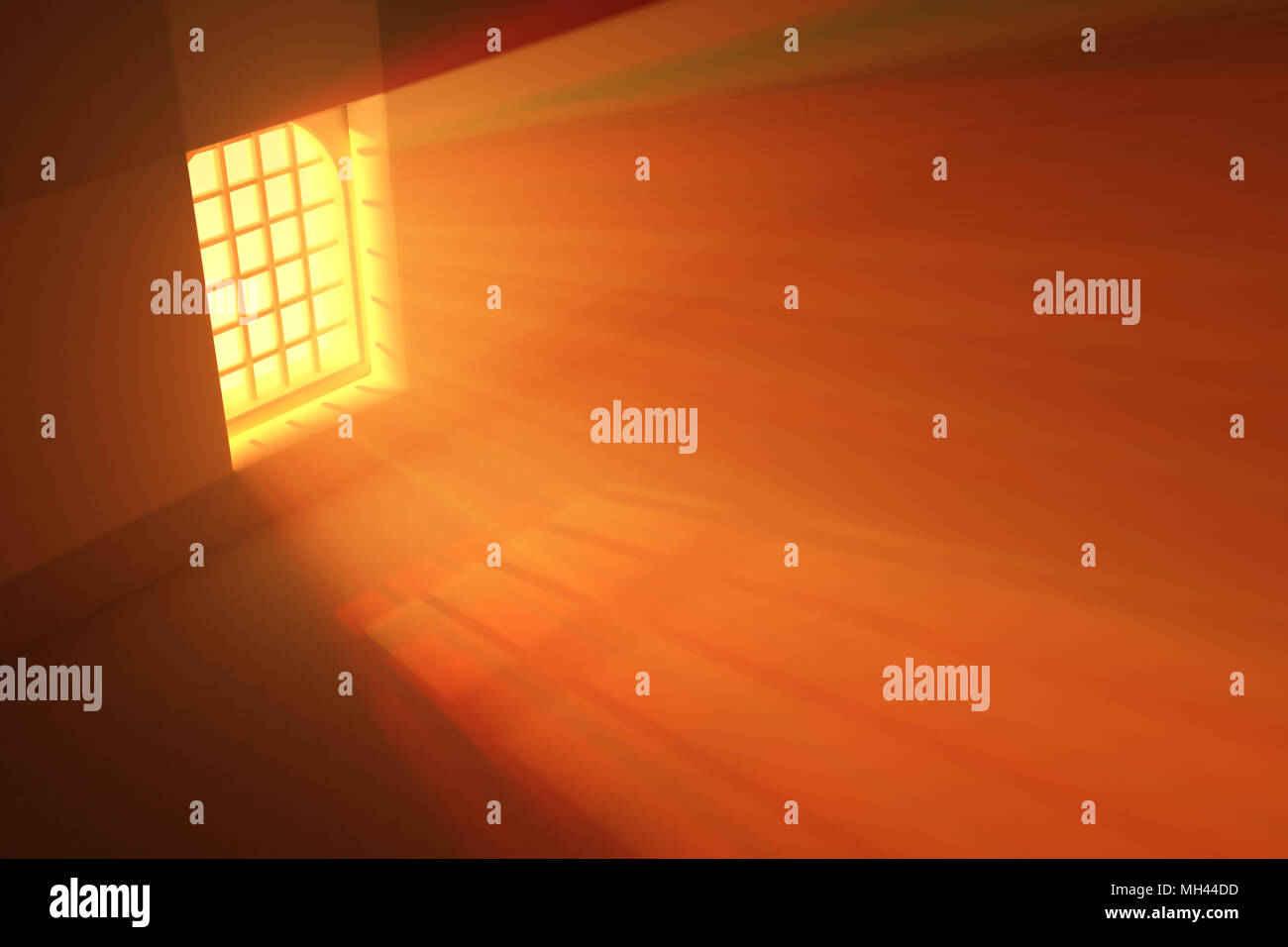 Barred 3d arch window light effect background Stock Photo - Alamy