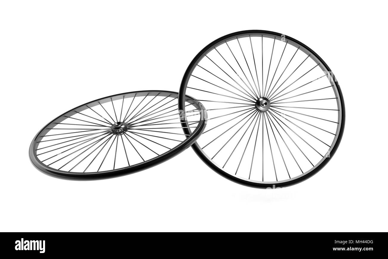 Pair of 3d bicycle wheels interlocked, isolated Stock Photo - Alamy