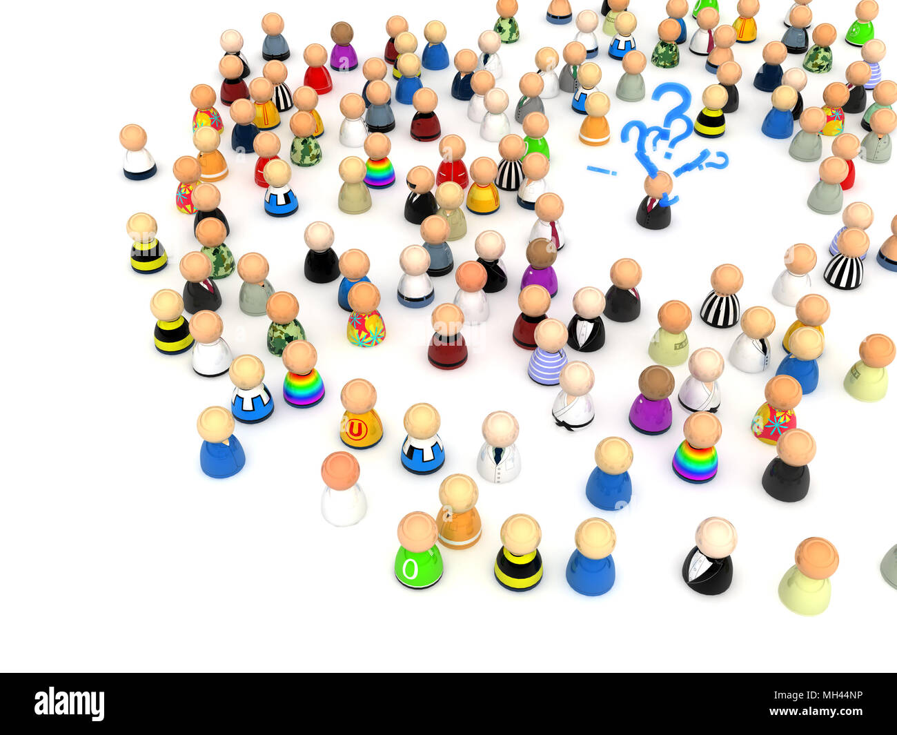 Crowd of small symbolic 3d figures, isolated Stock Photo - Alamy