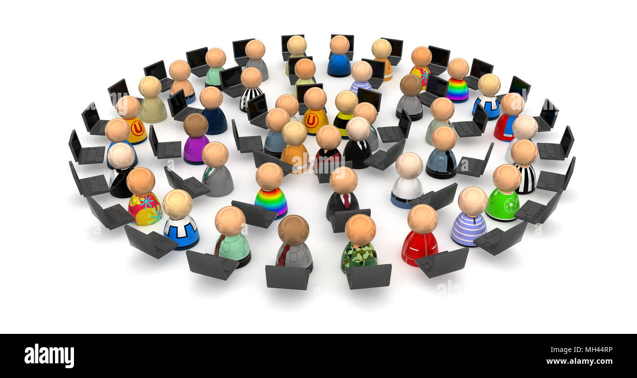 Crowd of small symbolic 3d figures, isolated Stock Photo - Alamy