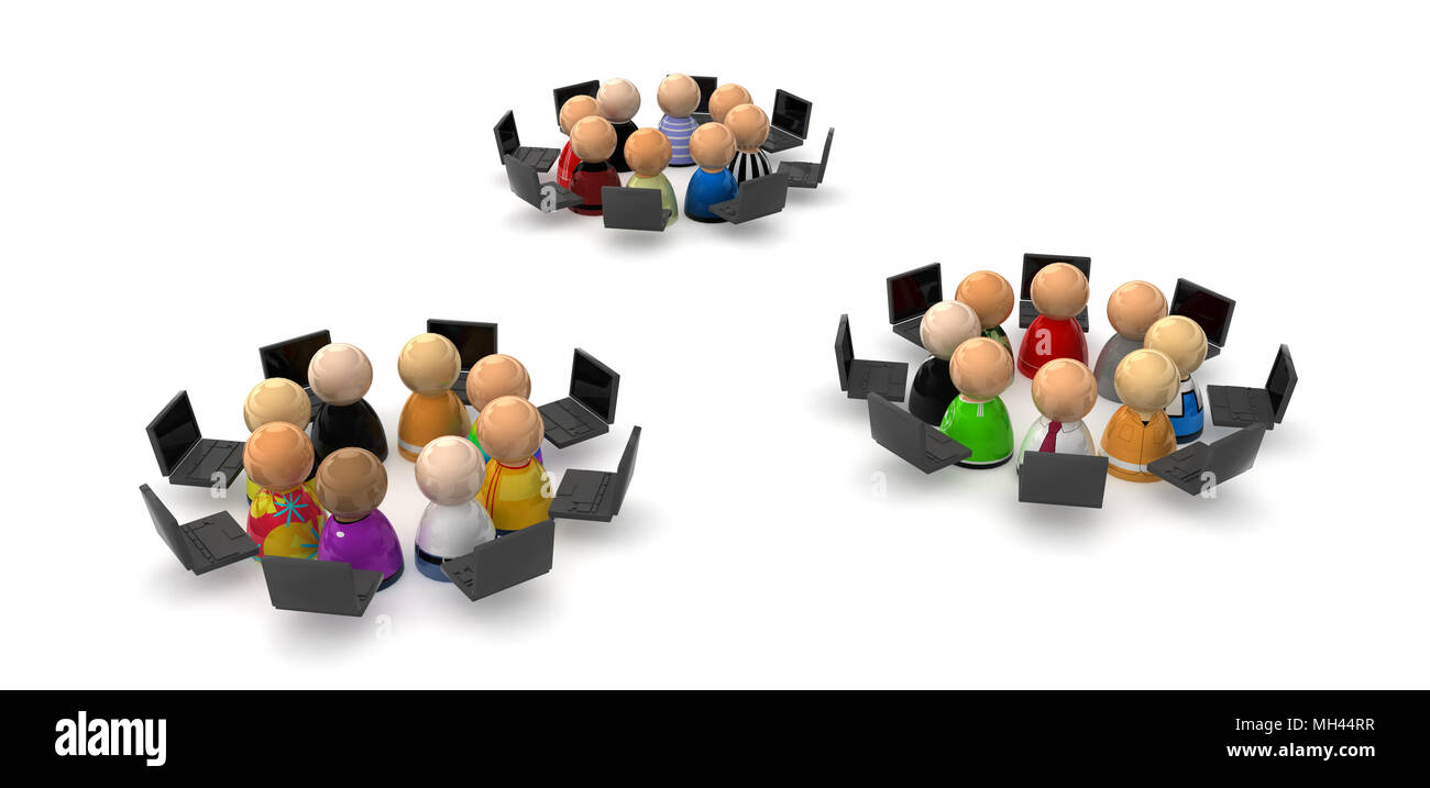 Crowd of small symbolic 3d figures, isolated Stock Photo - Alamy