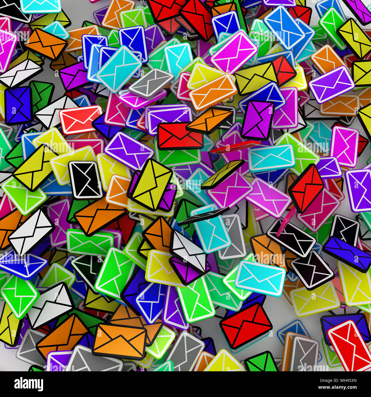 Many small 3d email message symbols, square Stock Photo - Alamy