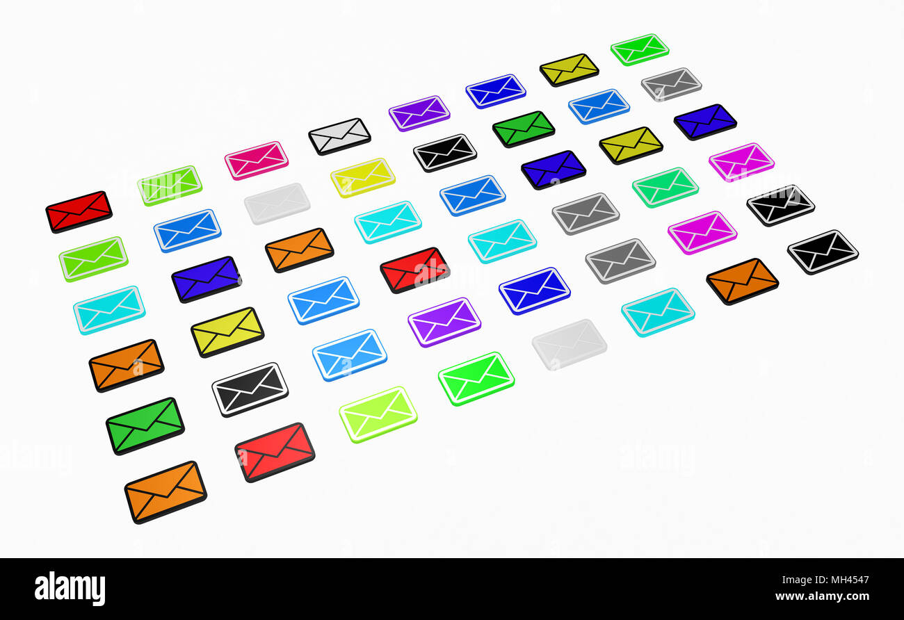Many small 3d email message symbols, isolated Stock Photo - Alamy