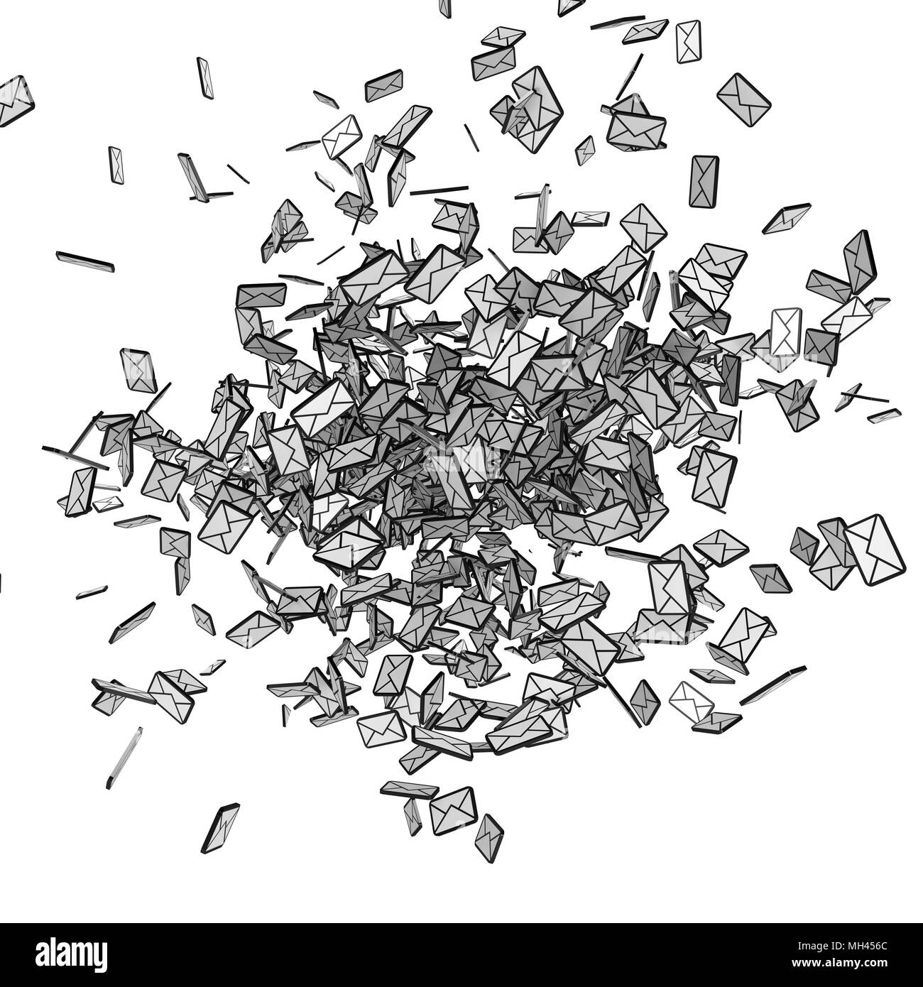 Many small 3d email message symbols, isolated Stock Photo - Alamy