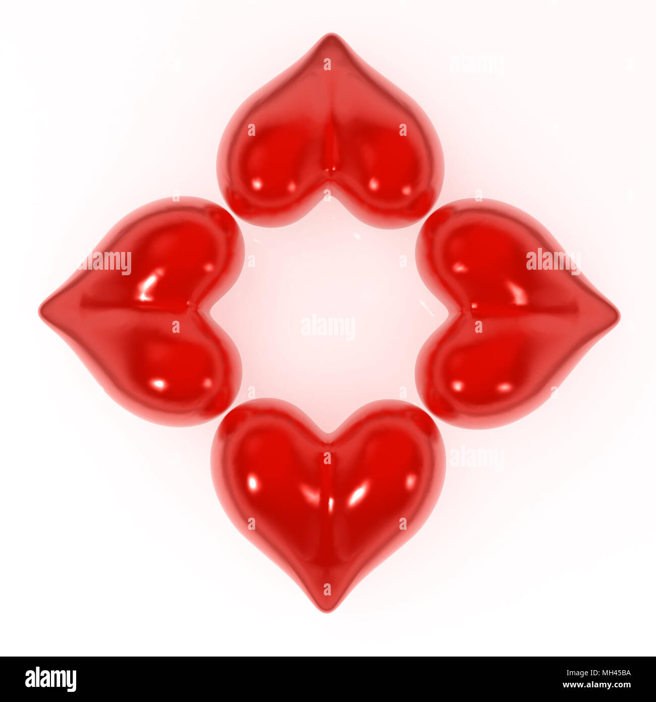 Red 3d hearts forming a flower-like shape Stock Photo - Alamy