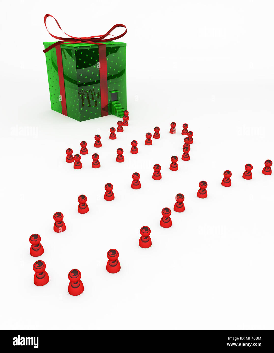 Gift 3d, big wrapped box with a doorway, isolated, over white Stock ...