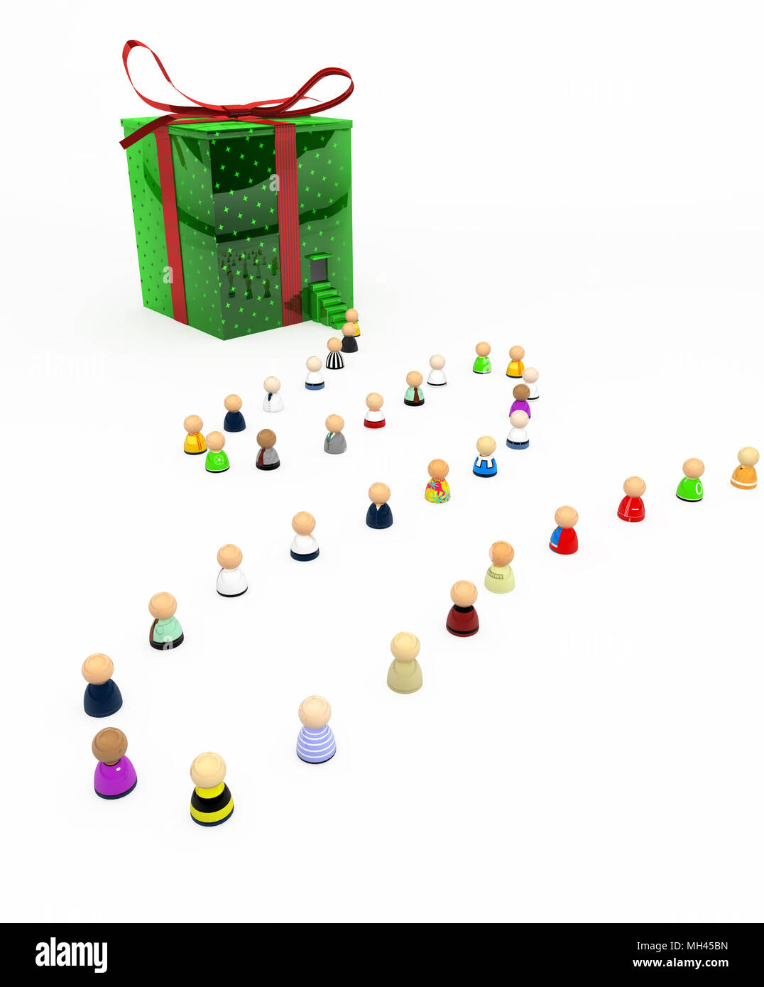 Gift 3d, big wrapped box with a doorway, isolated, over white Stock ...