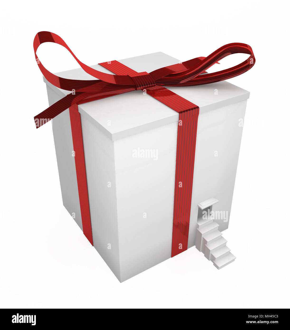 Gift 3d, big wrapped box with a doorway, isolated, over white Stock ...