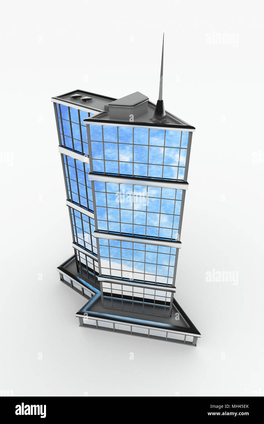 Arrow-shaped 3d modern building, isolated Stock Photo - Alamy