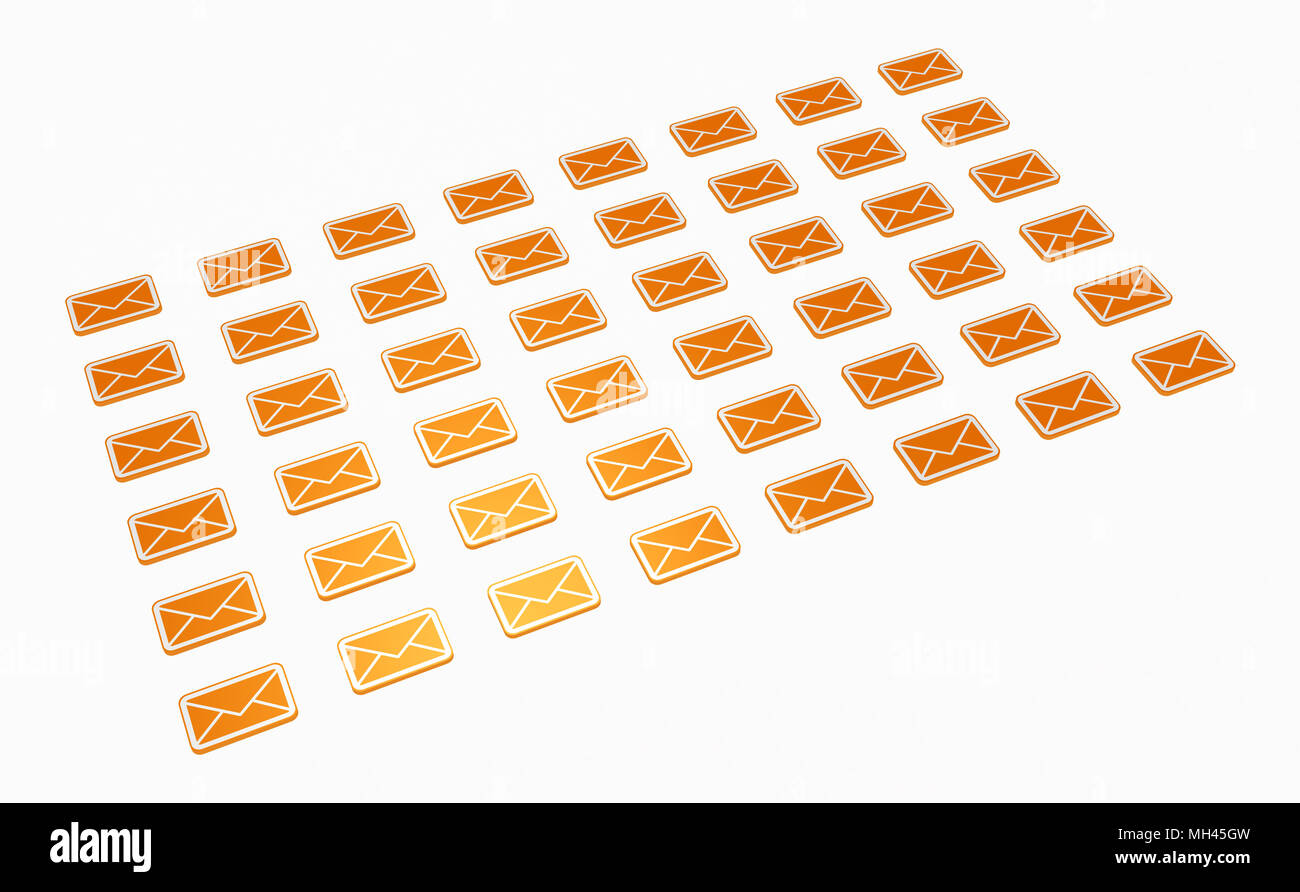 Many small 3d email message symbols, isolated Stock Photo - Alamy