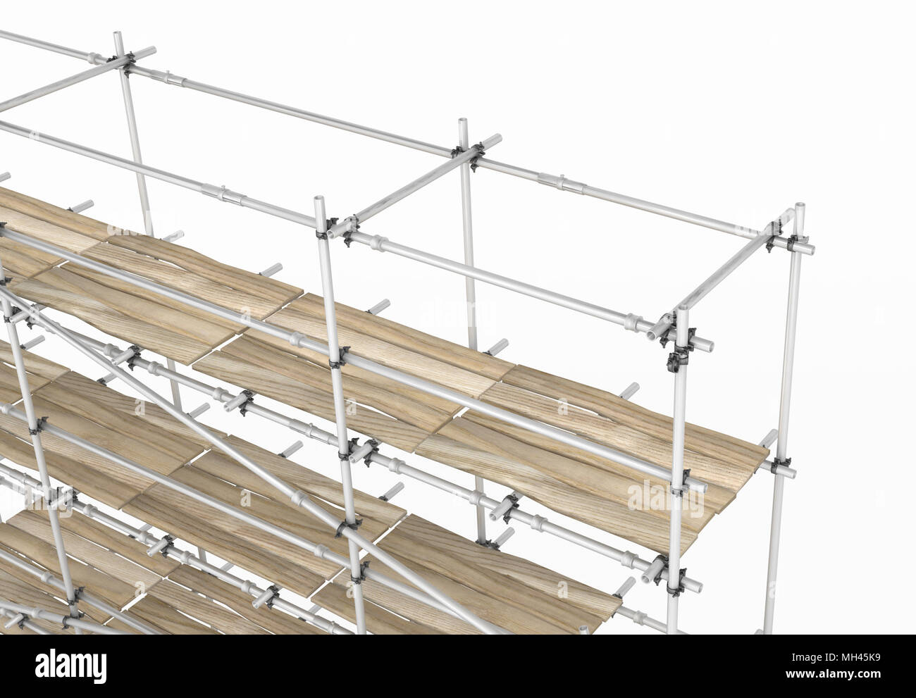 Scaffolding construction 3d build, horizontal, over white, isolated ...